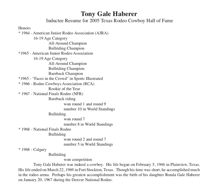 Tony Gale Haberer – Bullrider – Angora Chronicles