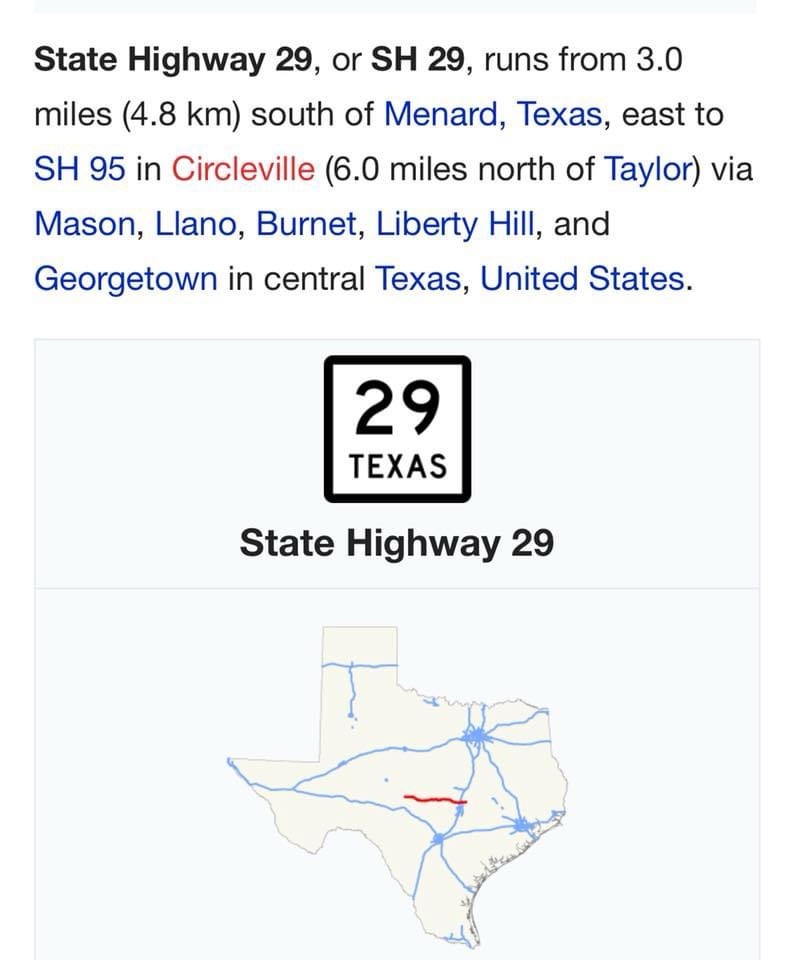 Texas 29 Highway History – Angora Chronicles